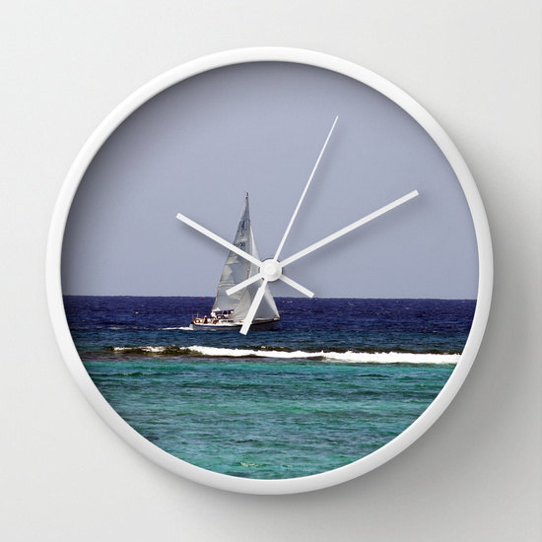 Sail Boat, Photo Wall Clock, Modern Wall Clock, Retro Wall Clock, Home ...