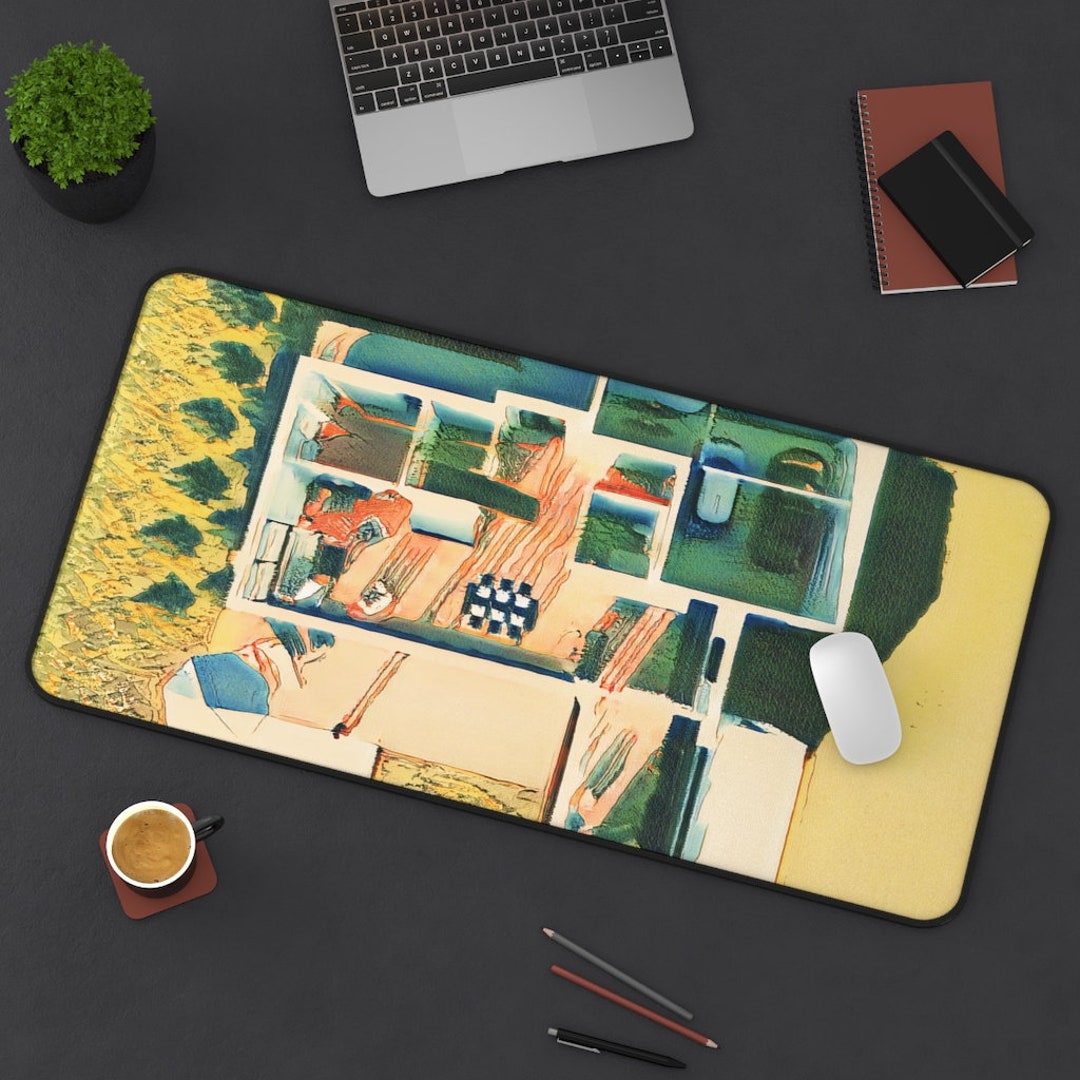 Modern House Plan Desk Mat, Mouse Pad, Table Protector, Home Office ...