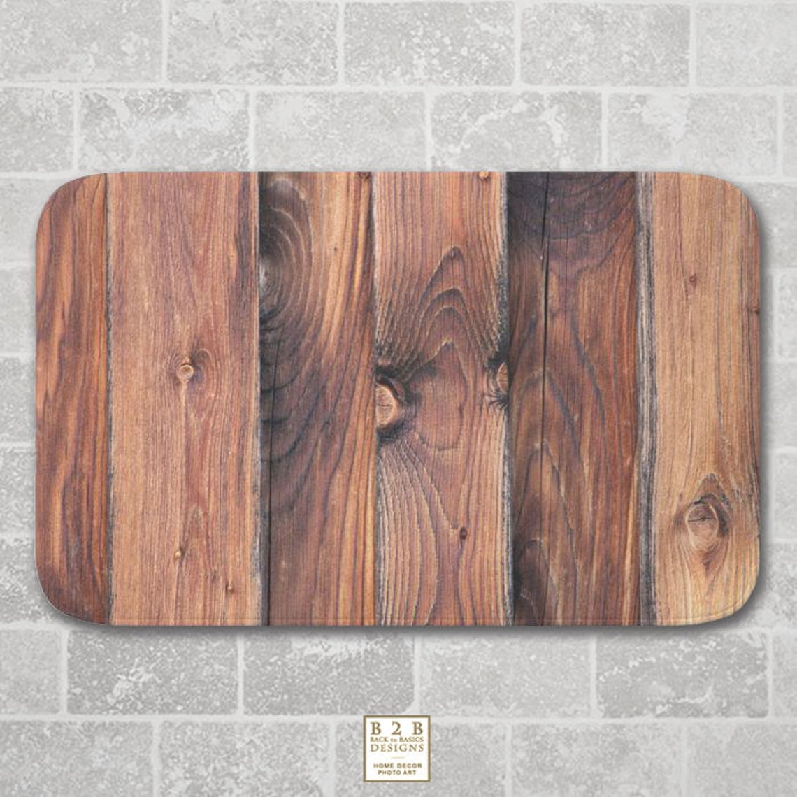 Barnwood Bath Mat, Brown, Rustic Bathroom Decor, Microfiber Floor Mat ...