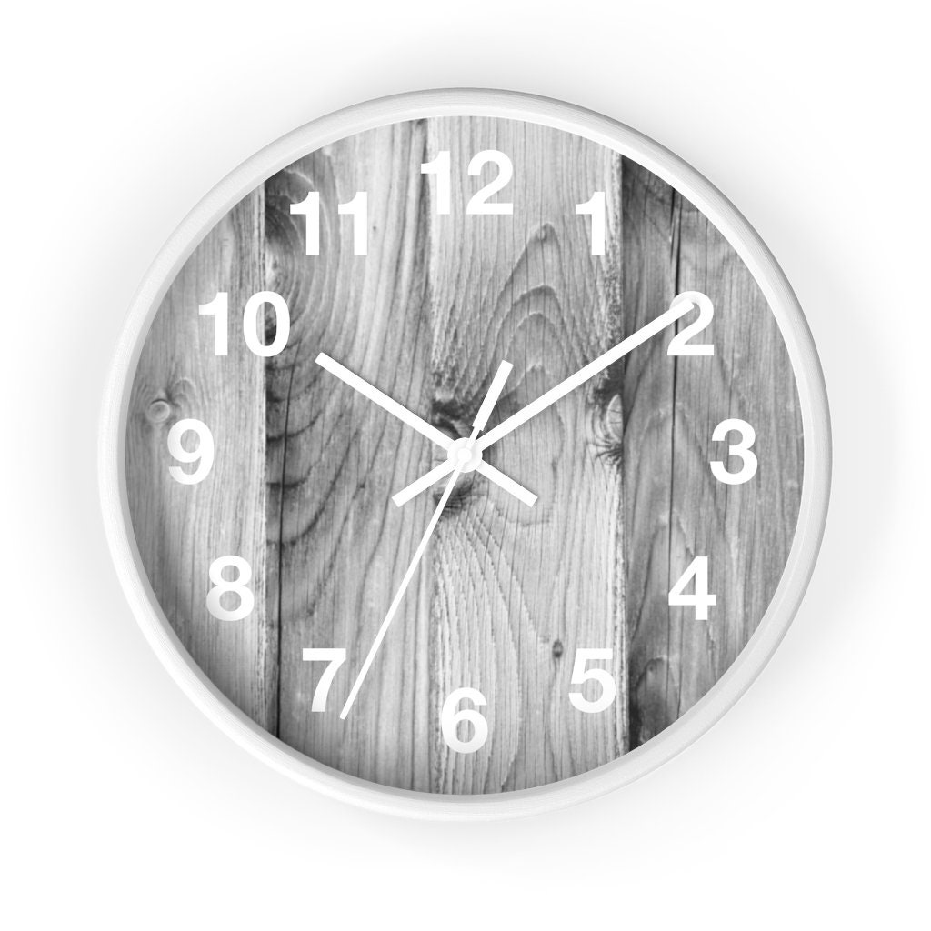 Barnwood Wall Clock, Photo Wall Clock, Modern Printed Clock, Retro Wall ...