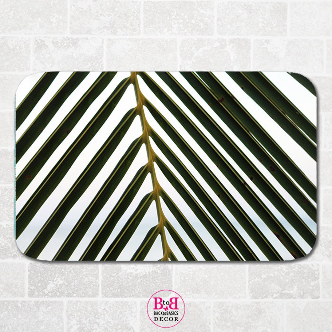 Palm Leaf - Bath Mat, Palm Tree Decor, Beach Decor, Bathroom Floor Mat ...