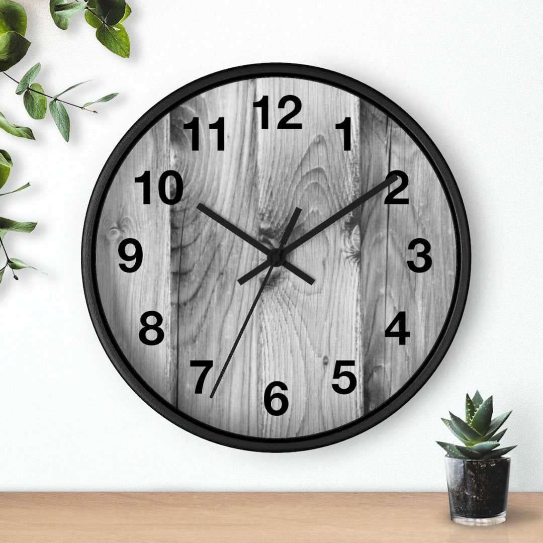 Barnwood Wall Clock, Photo Wall Clock, Modern Printed Clock, Retro Wall ...