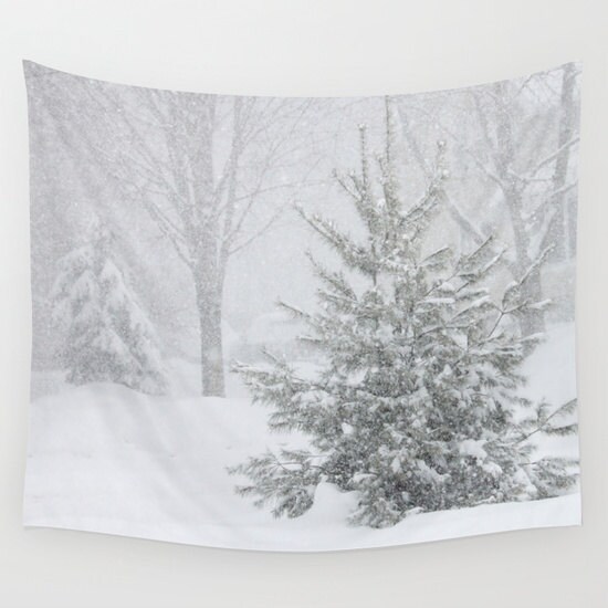 Its Snowing, Wall Tapestry, Black, White,winter,snow,modern Wall Art ...