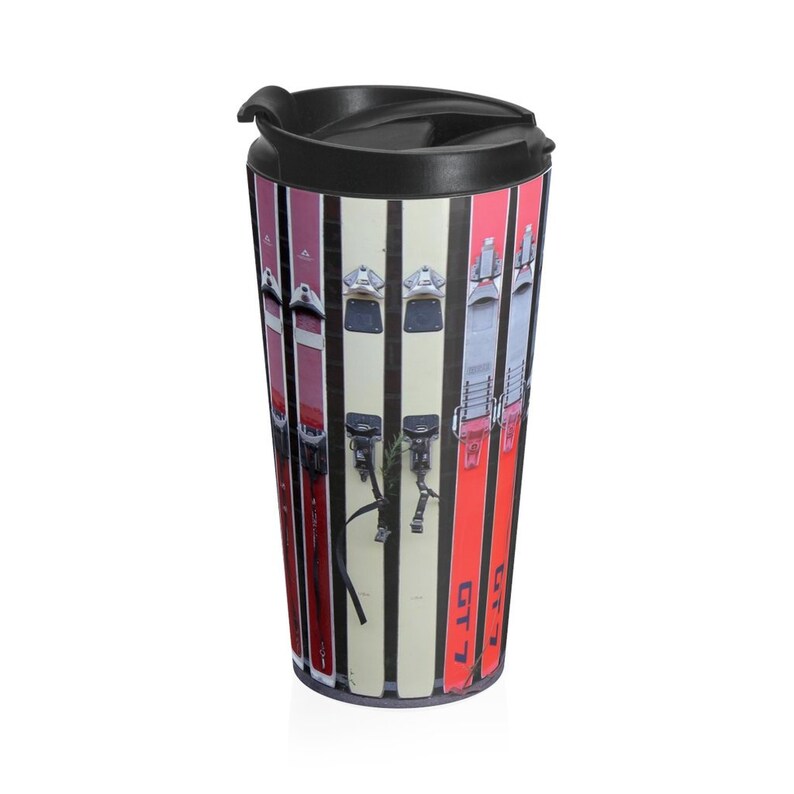 Vintage Skis - Travel Mug, Skiing Inspired Ski Home Decor, Skiing Gift ...
