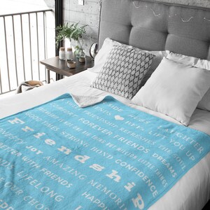 Friendship Blanket, Ice Blue White, Best Friends Blanket, Modern ...
