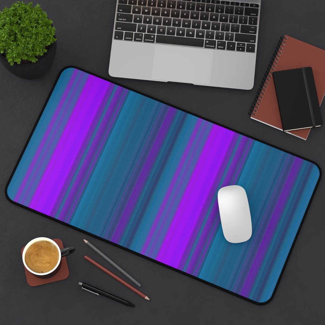 Purple and Blue Lines - Desk Mat, Mouse Pad, Table Protector, Home ...
