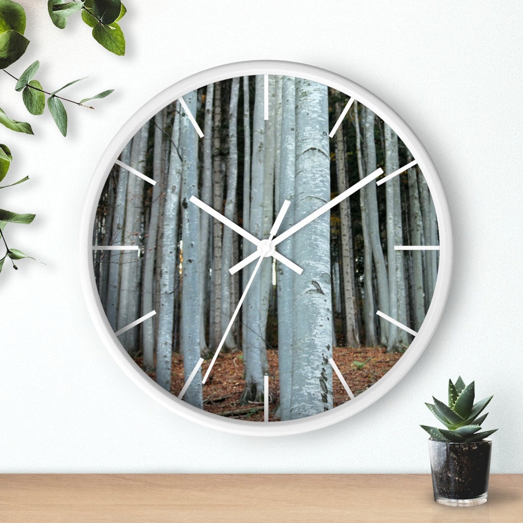 Elm Trees Wall Clock, Photo Wall Clock, Photograph, Modern Clock, Retro ...
