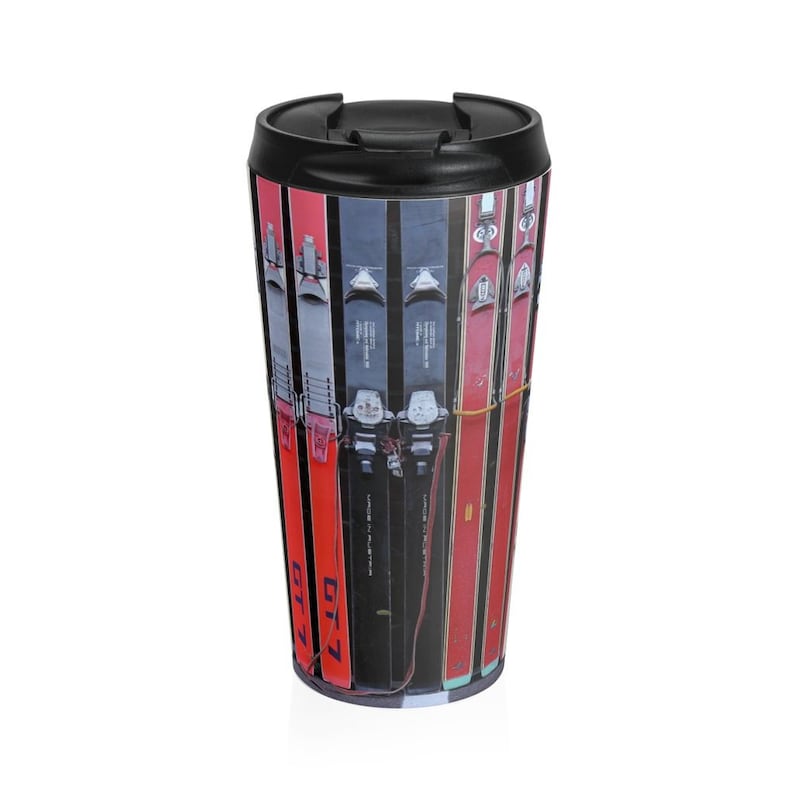 Vintage Skis - Travel Mug, Skiing Inspired Ski Home Decor, Skiing Gift ...