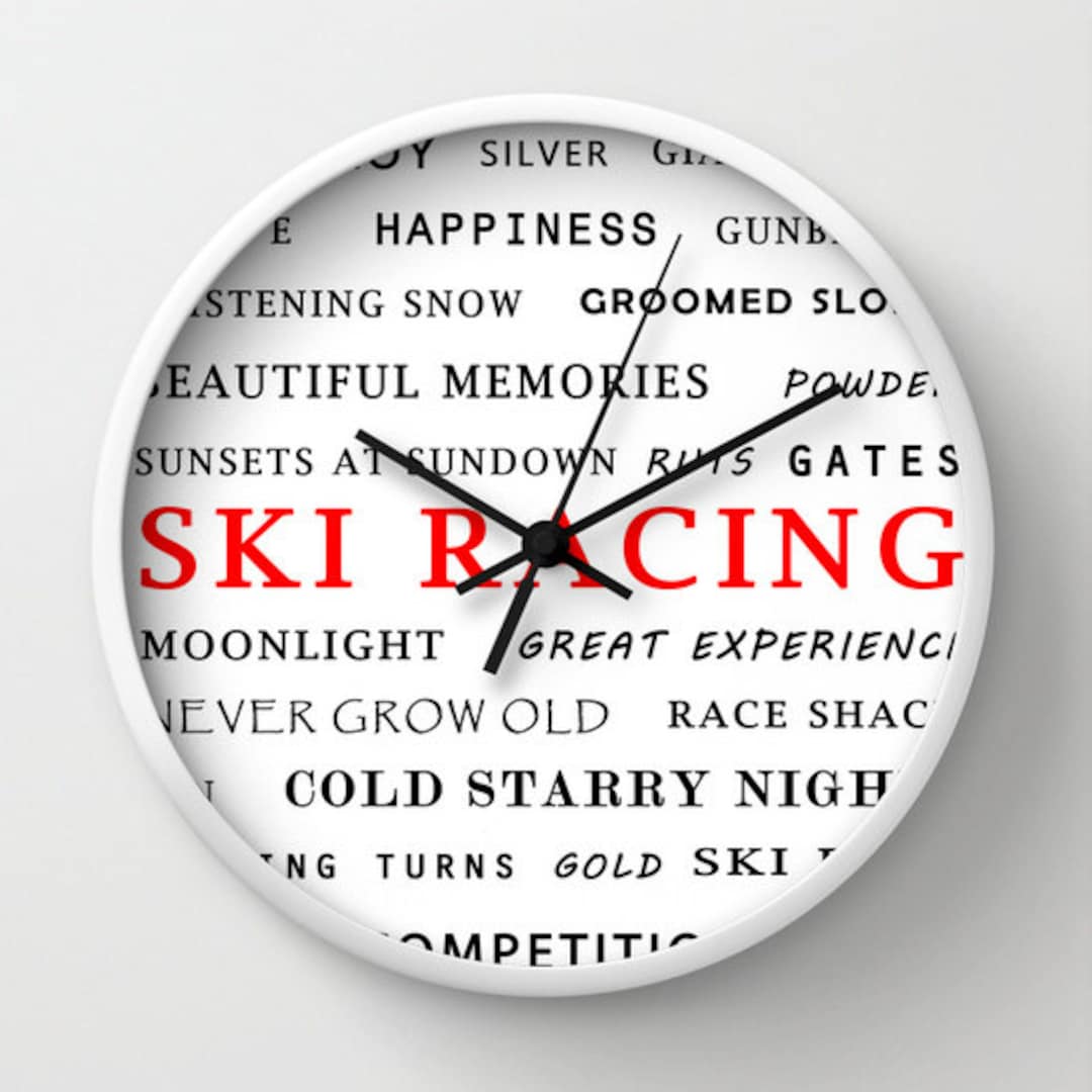 Ski Racing, Photo Wall Clock,typography, Modern Clock,retro Wall Clock ...