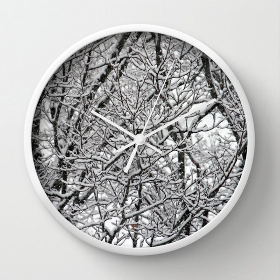 Photo Clock,snowy Trees,modern Clock, Retro Wall Clock, Winter Decor ...