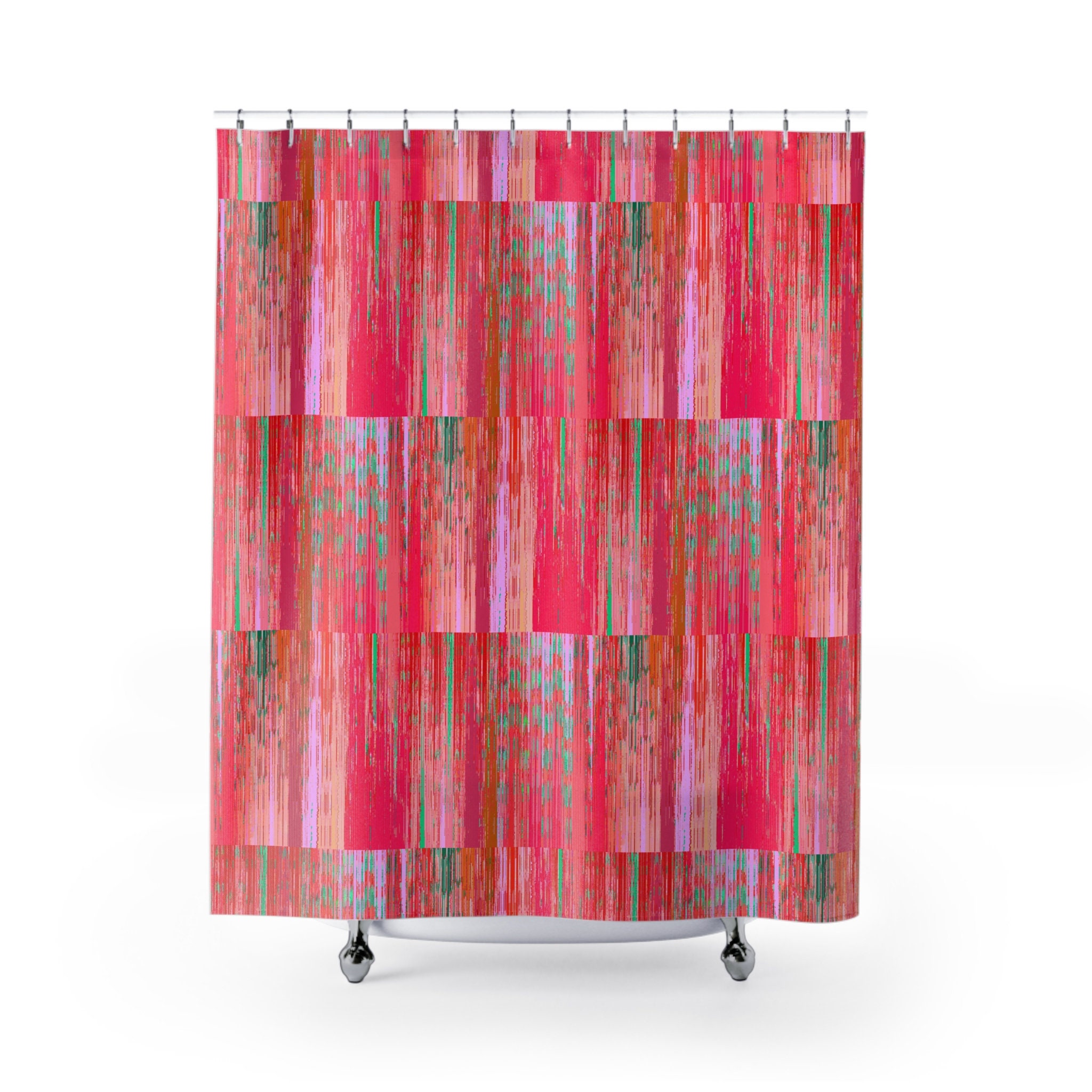 Linear Abstract - Red Shower Curtain, Modern Curtain, Bath Curtain ...