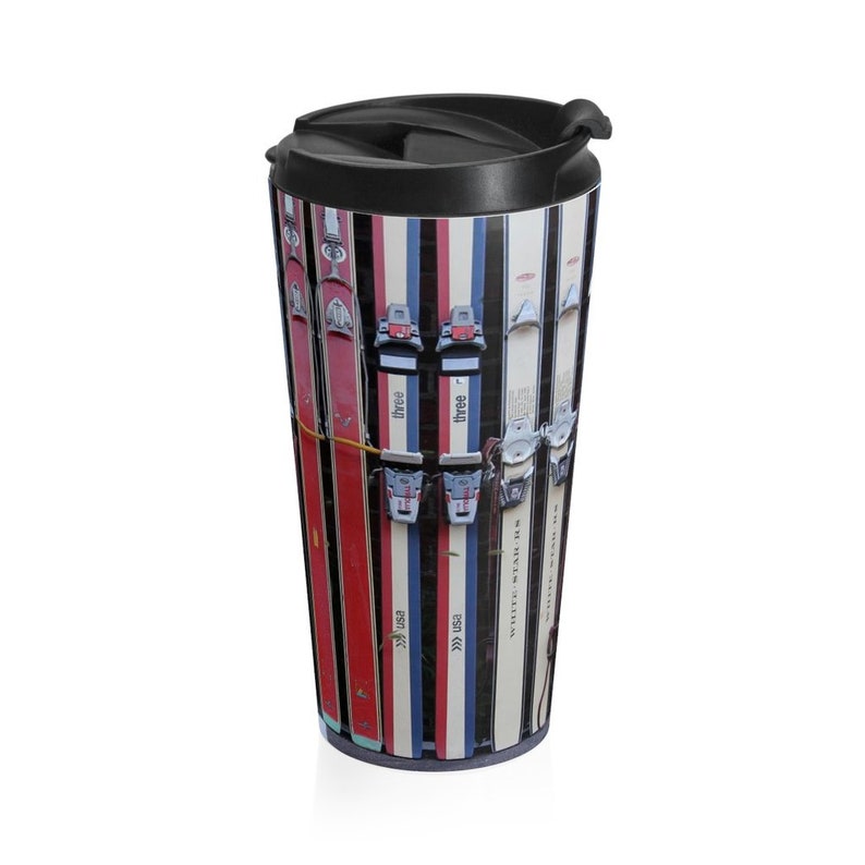 Vintage Skis - Travel Mug, Skiing Inspired Ski Home Decor, Skiing Gift ...