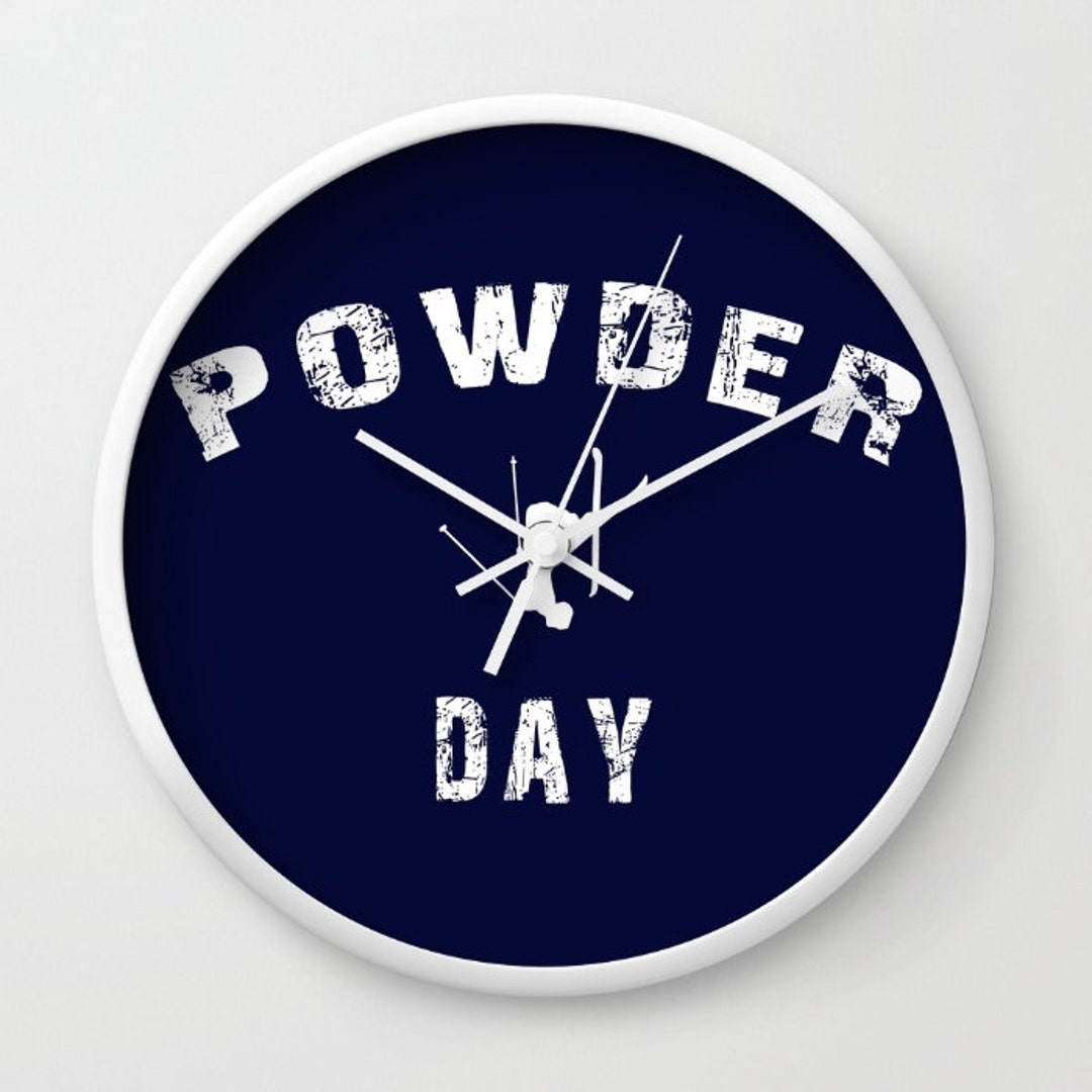 Skier Wall Clock, Powder Day, Modern Clock, Ski House, Navy Blue, Home ...