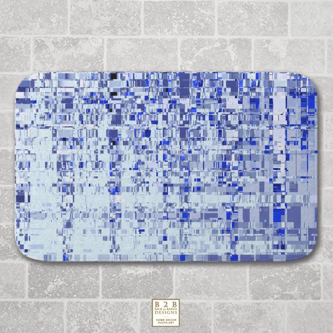 Bath Mat Abstract Architecture, Blue Grey, Modern Bathroom Decor ...