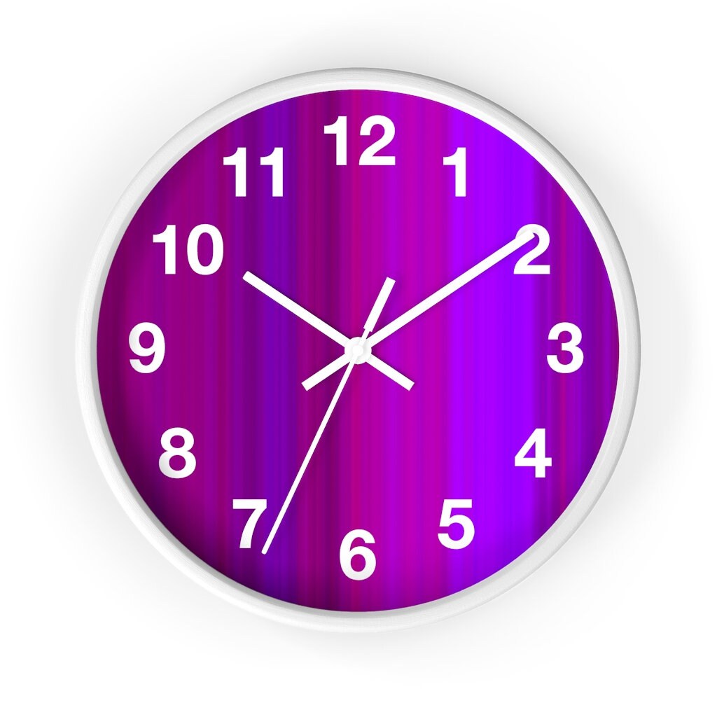Pink and Purple Wall Clock, Abstract Clock, Linear Design, Modern Clock ...