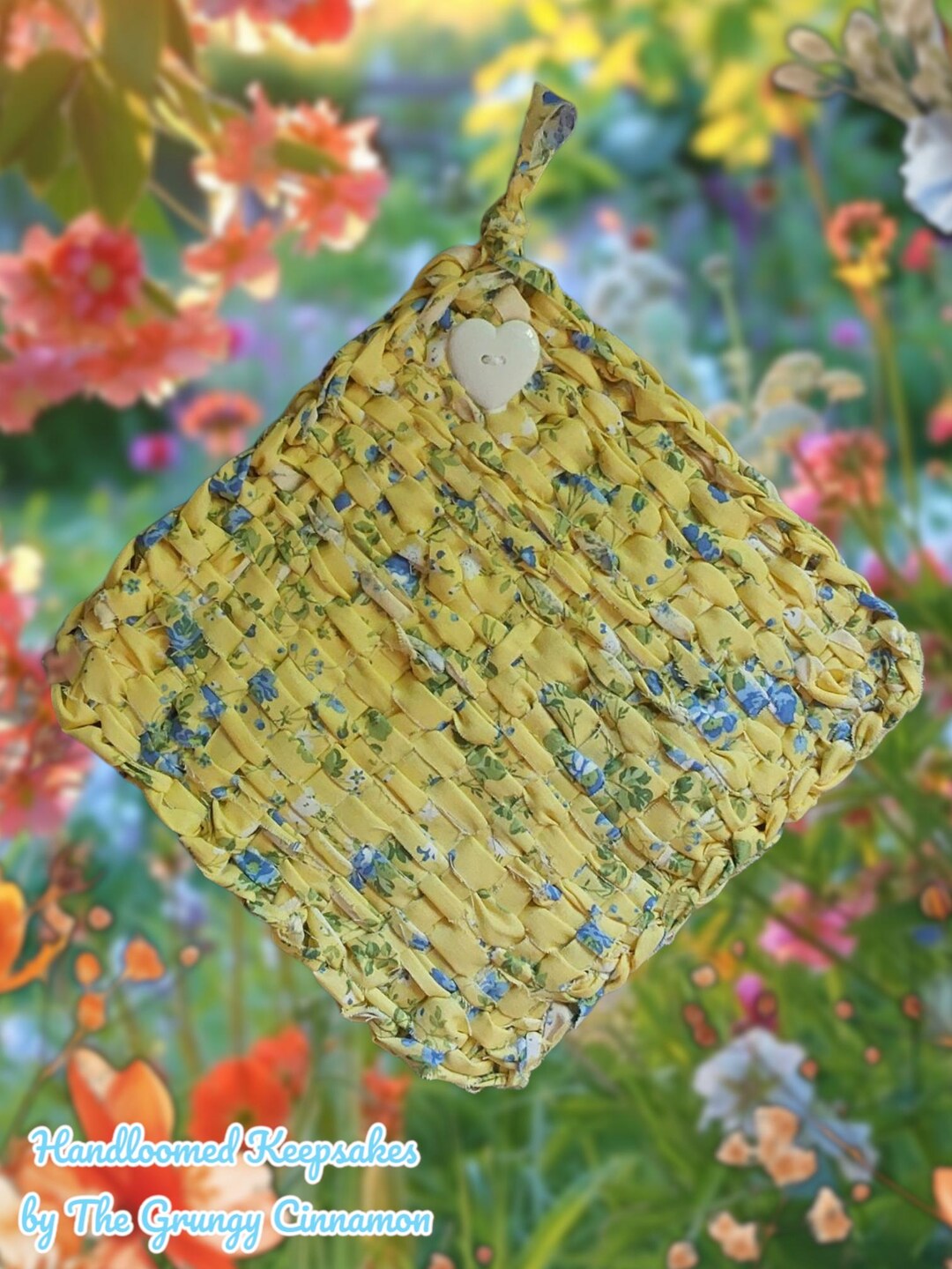 Floral Cottage Made Rag Potholder Lg./trivet/doily ~ Vintage Style ...