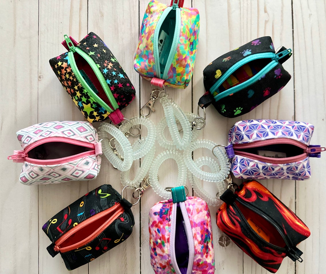 Mini Box Zipper Pouch Key Chain/ Tiny Boxy Zipper Pouch - Etsy