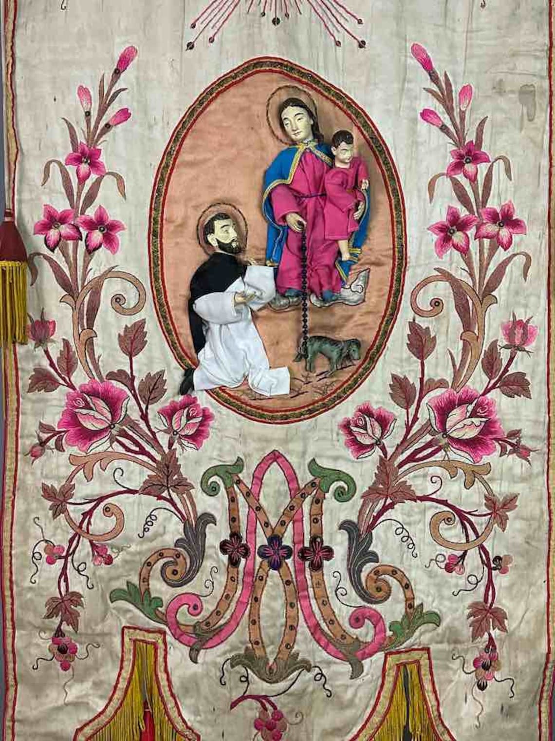 Antique Vietnamese Catholic Our Lady of the Rosary With Saint Dominic ...