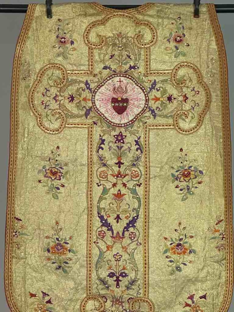 Antique Vietnamese Catholic Sacred Heart Cross Design Chasuble ...