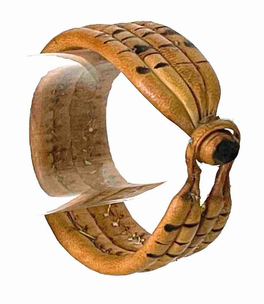 Wide Natural Leather Bracelet With Designs, One Clasp - Etsy