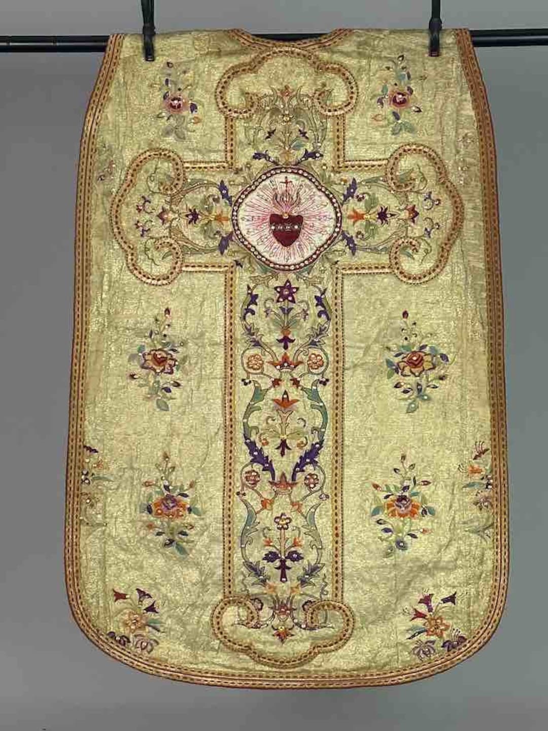 Antique Vietnamese Catholic Sacred Heart Cross Design Chasuble ...