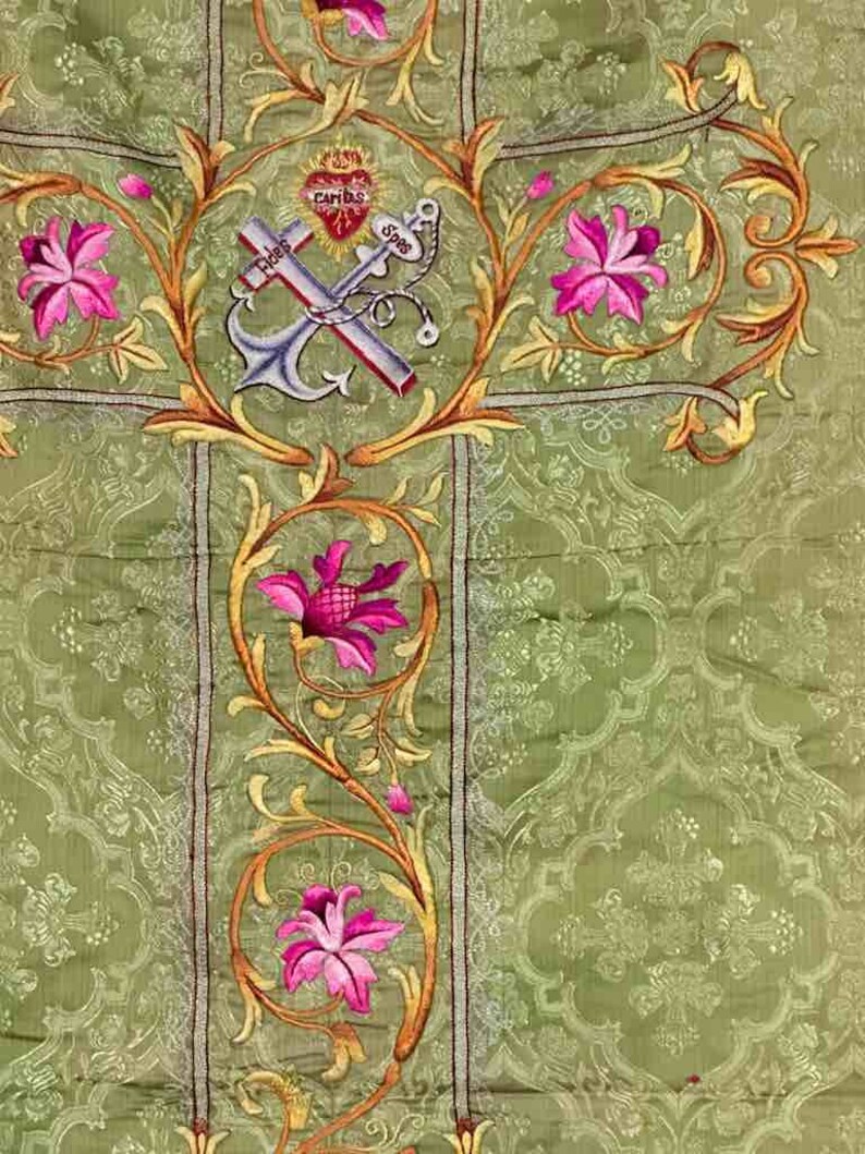 Antique Vietnamese Catholic Sacred Heart Cross Design Chasuble ...