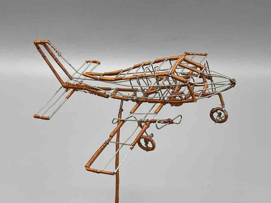 African Recycled Copper Wire Toy Airplane in Flight - Niger - Etsy