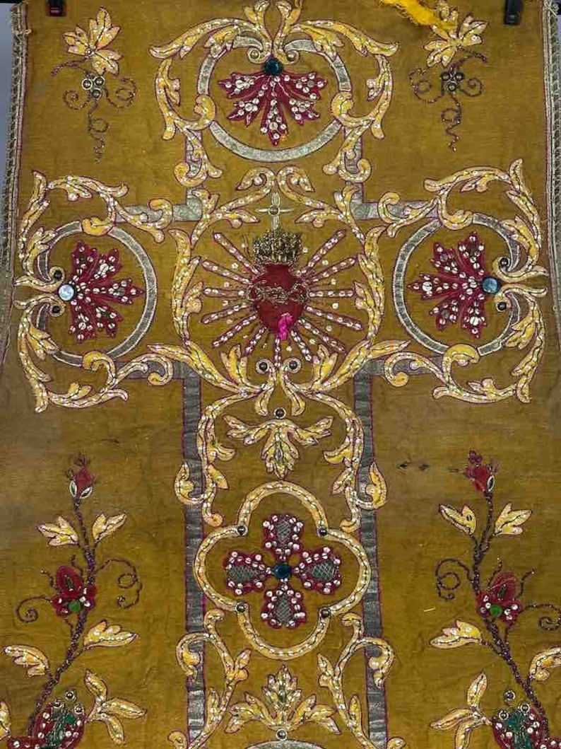 Antique Vietnamese Catholic Sacred Heart Cross Design Chasuble ...