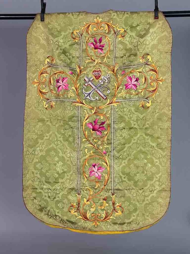 Antique Vietnamese Catholic Sacred Heart Cross Design Chasuble ...