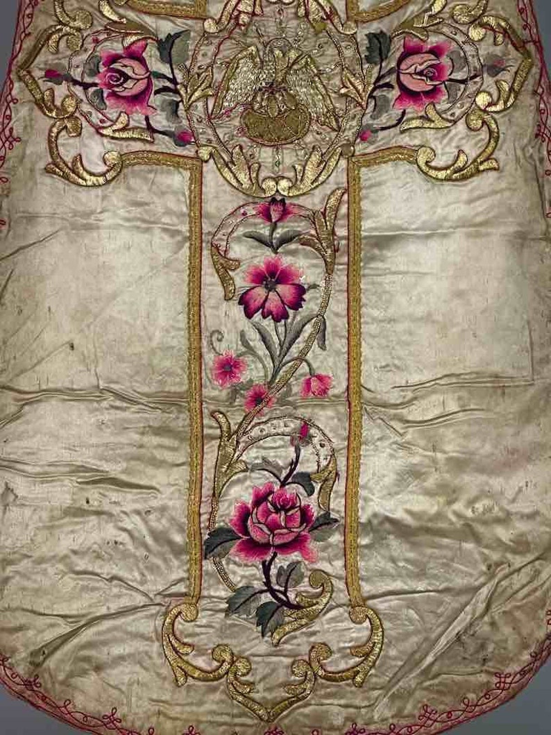 Antique Vietnamese Catholic Nurturing Bird Cross Design Chasuble ...