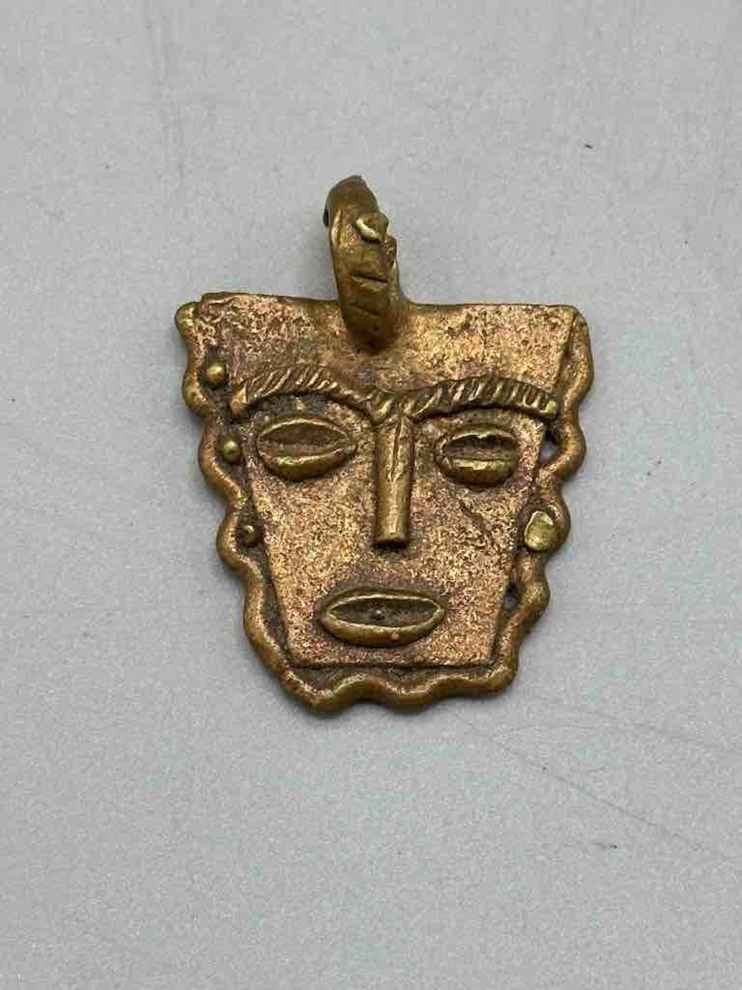 Unique Trapezoid African Brass Pendant - Ghana - Etsy