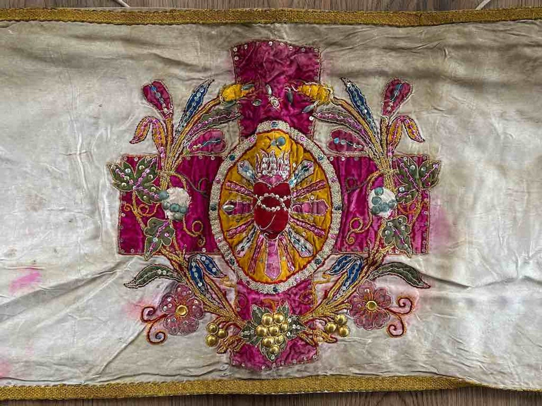 Antique Vietnamese Catholic Flaming Heart Cross Design Authentic ...