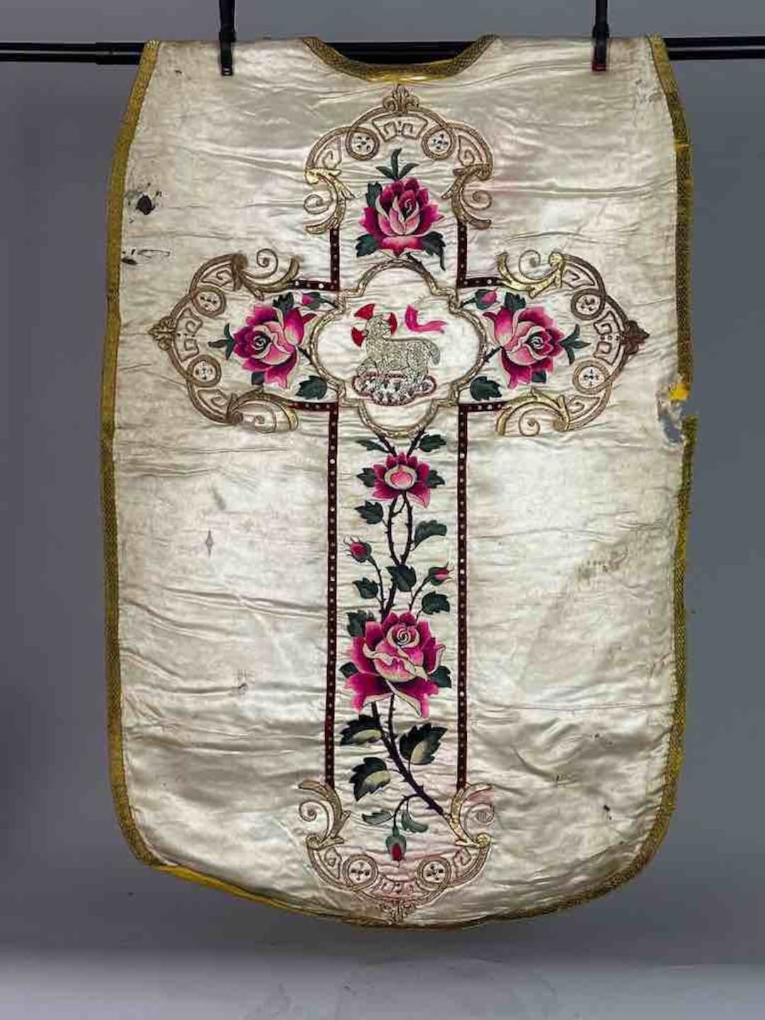 Antique Vietnamese Catholic Lamb of God Cross Design Chasuble Authentic ...