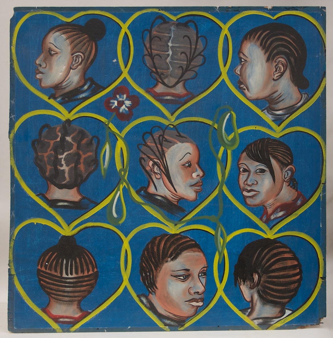 Original Authentic Vintage African Art Large Multiple Head Beauty Salon ...