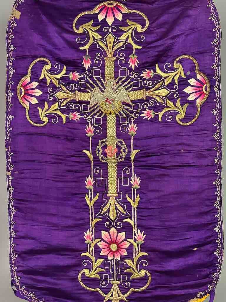 Antique Vietnamese Catholic Nurturing Bird Cross Design Chasuble ...