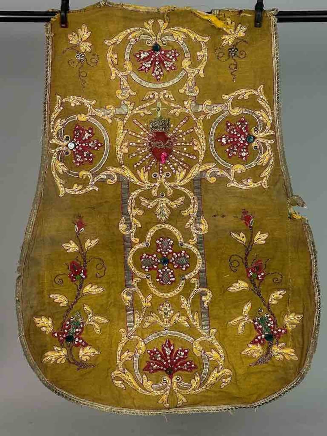Antique Vietnamese Catholic Sacred Heart Cross Design Chasuble ...