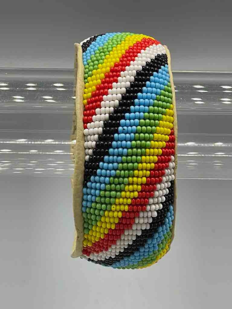 Swirl Design Wide Beaded Leather Bracelet - Mali - Etsy