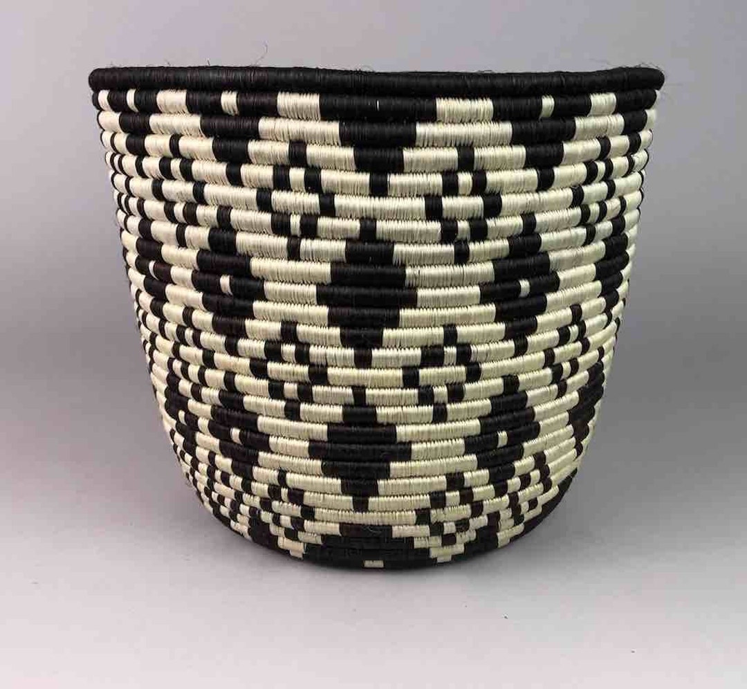 Cylinder Tutsi Sisal Basket From Rwanda | 10" X 8.5" - Etsy