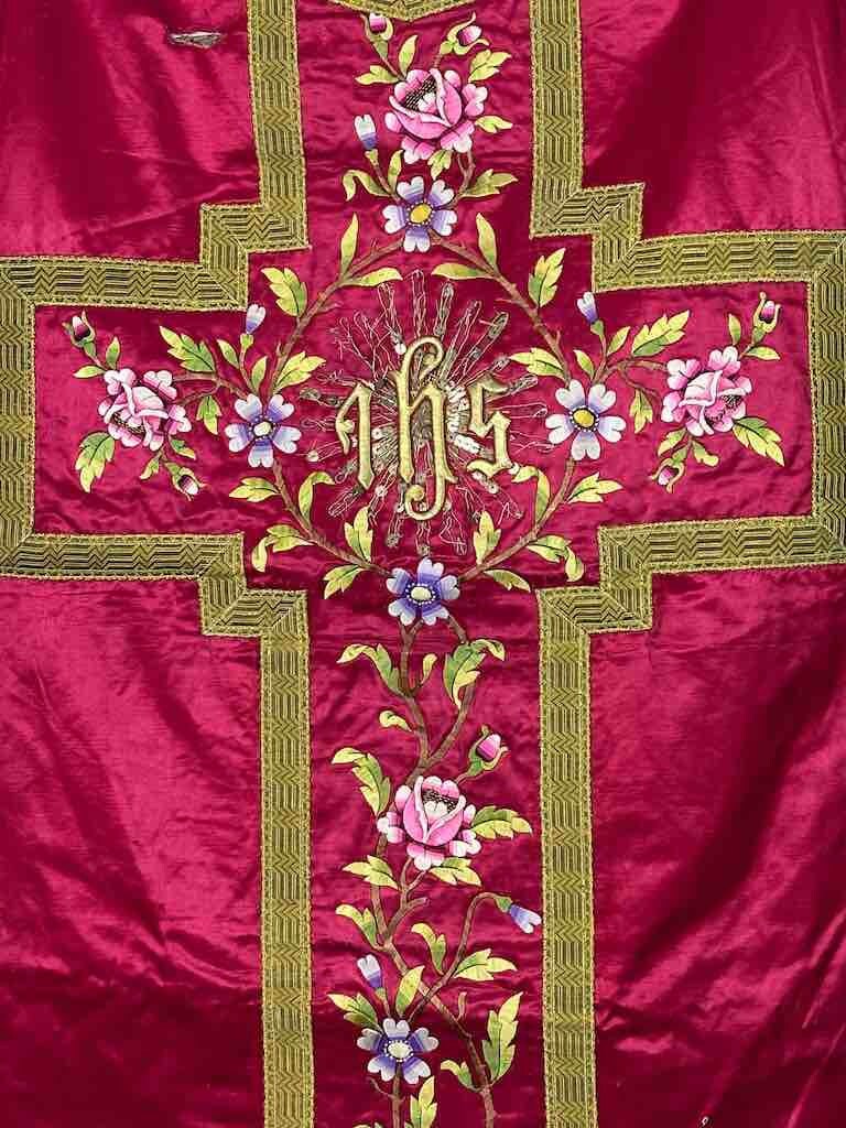 Antique Vietnamese Catholic IHS Design Chasuble Authentic ...