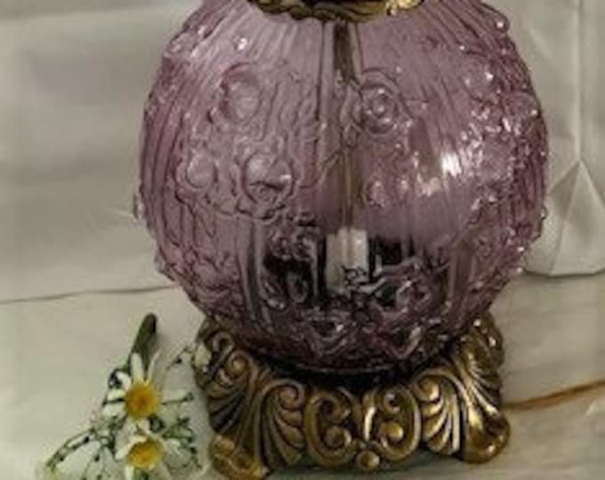 Vintage FENTON Lavender Cabbage Rose Pattern Double Glass Globe Gone ...