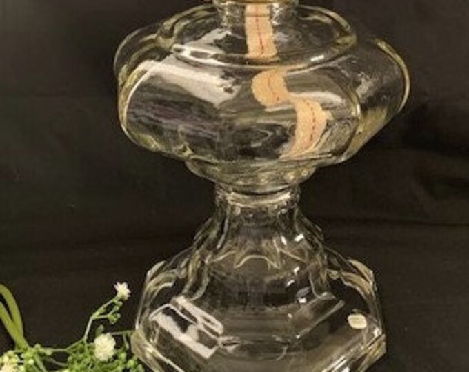 Vintage Large Clear Glass Octagon Shape Oil Lamp With AGUILA HECHO ...