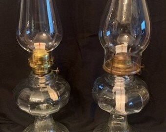 Vintage Large Clear Glass Octagon Shape Oil Lamp With AGUILA HECHO ...