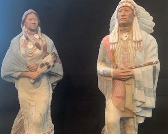 Vintage American Indian Chief With Pipe and American Indian Women ...