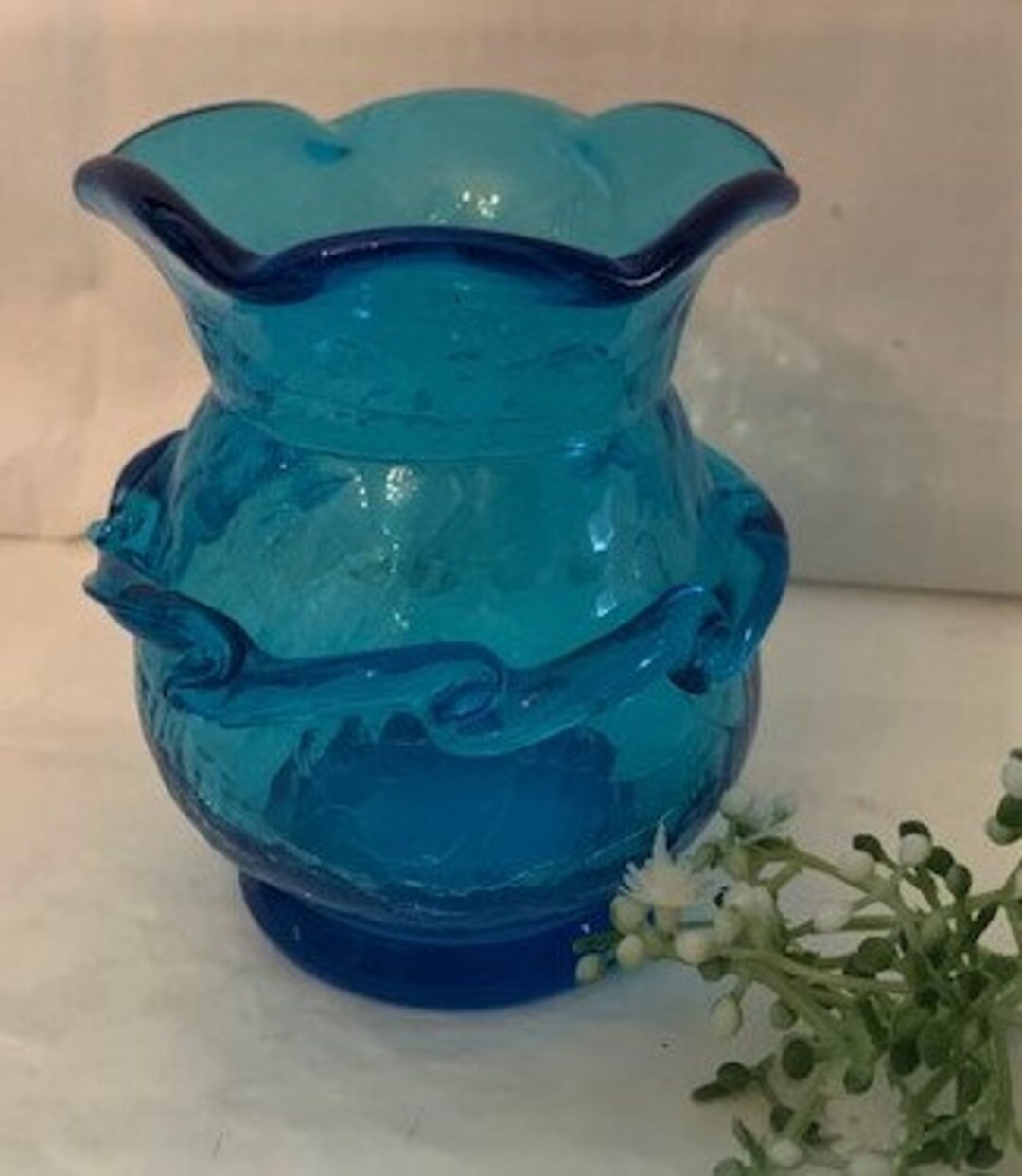 Vintage Kanawha Hand Crafted Small Vase Aqua Blue & Blenko Light Blue ...