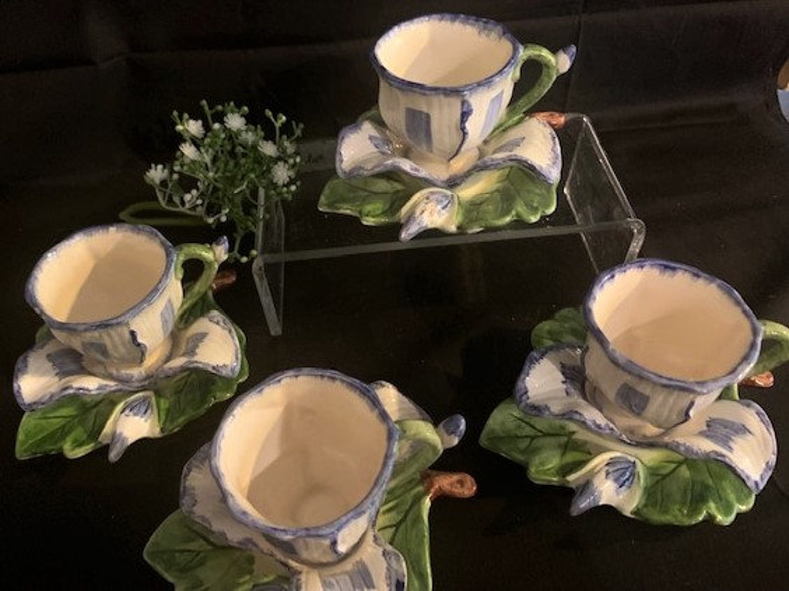 Vintage Blue CM INC. Chadwick Porcelain Flower Shape Small Teacup and ...