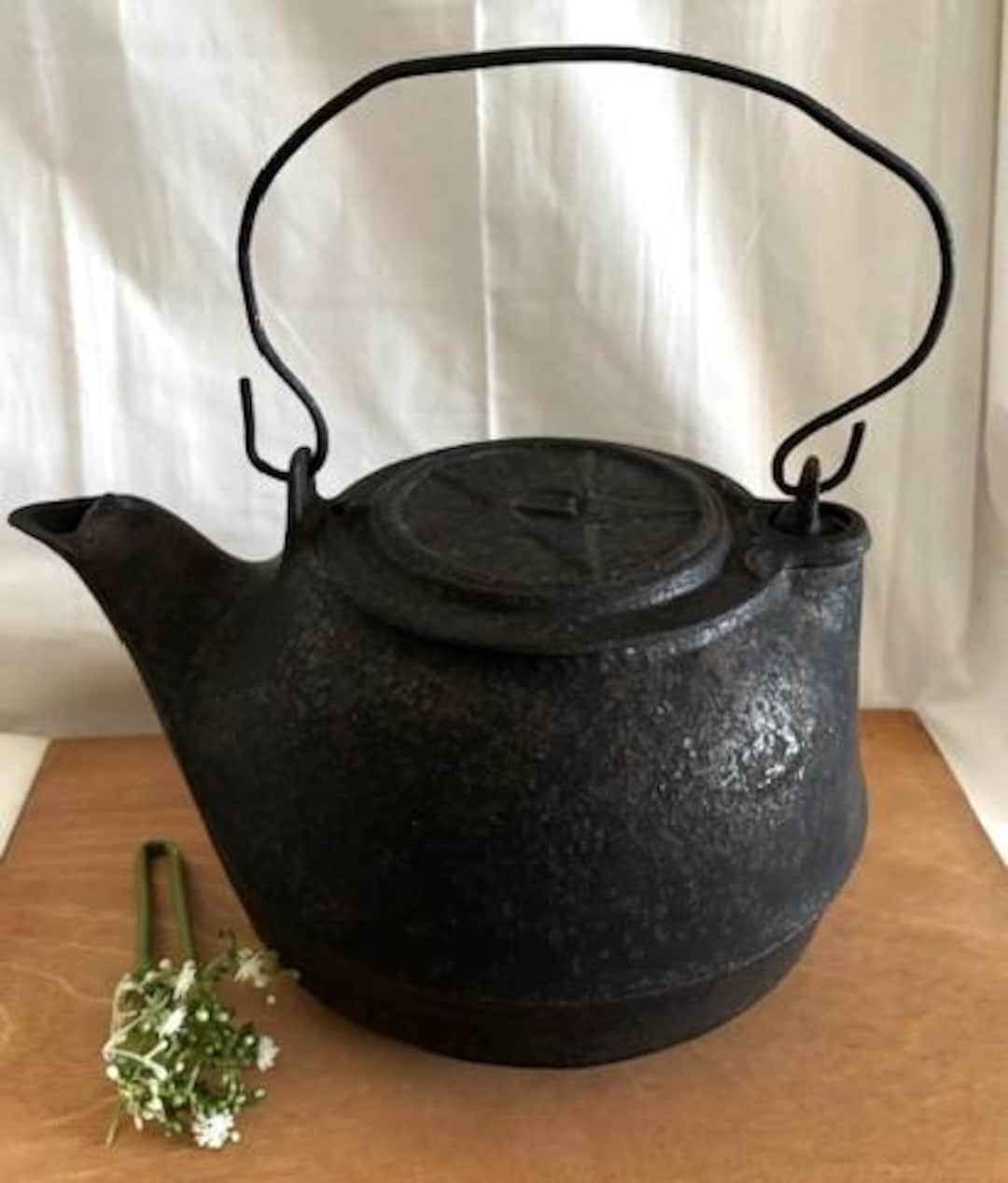 Vintage/antique Large Cast Iron Kettle With Lid Embossed 5-point Star ...