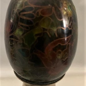 Vintage Faberge Cobalt Blue Glass Egg W/brass & Cloisonne Enamel Ornate ...