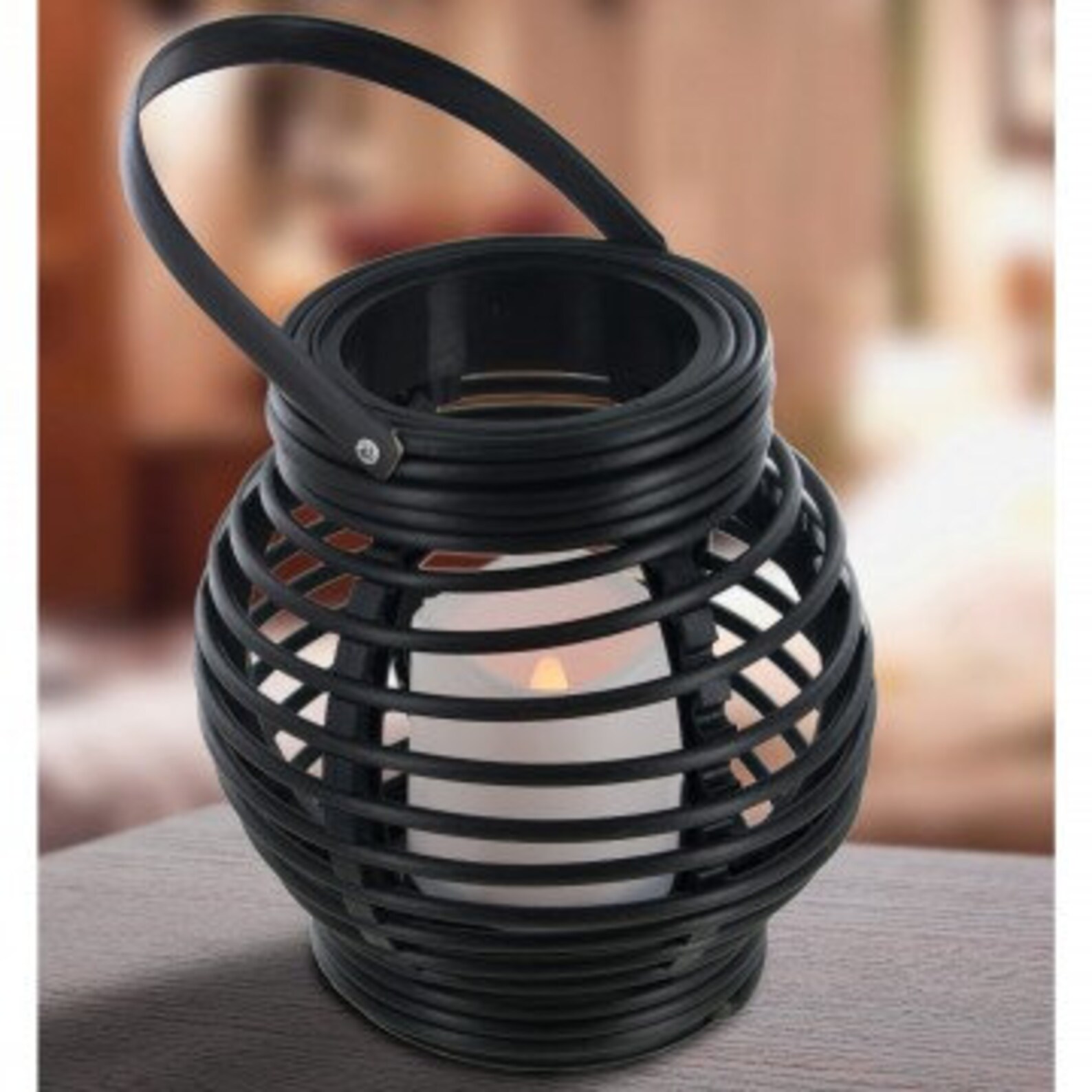 Black Battery-operated Flame Effect Lantern With Handle & - Etsy