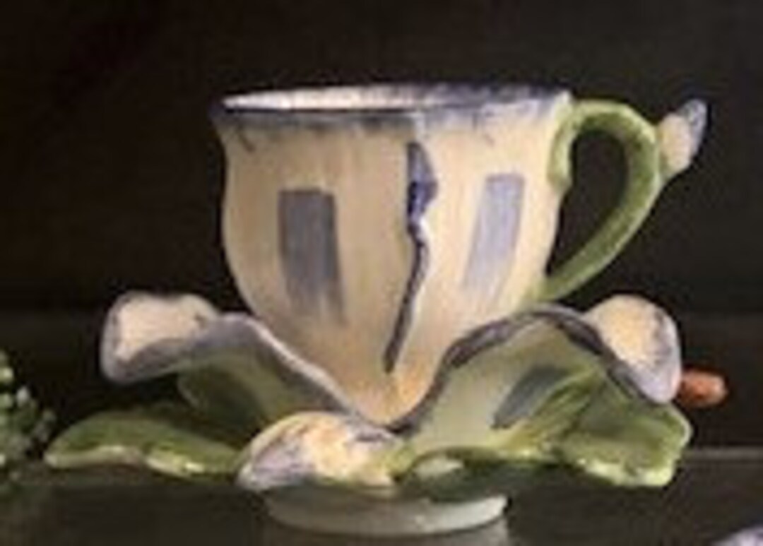 Vintage Blue CM INC. Chadwick Porcelain Flower Shape Small Teacup and ...