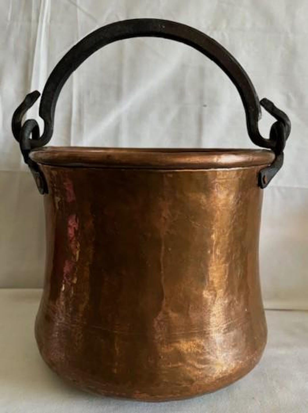 Vintage Solid Copper Cauldron Pot Handcrafted W/heavy Black Iron Swing ...